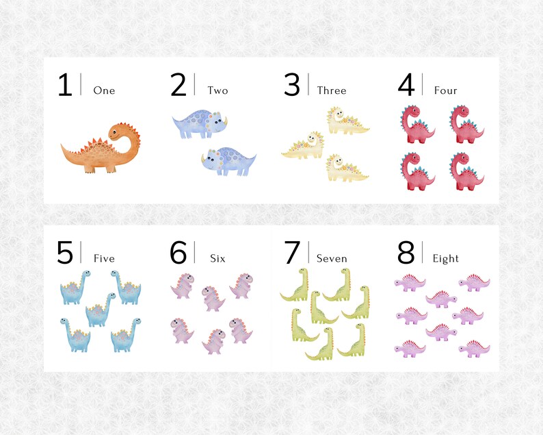 Dinosaur Theme Number 1-20 Cards, Counting Practice Toddler Flash Cards ...