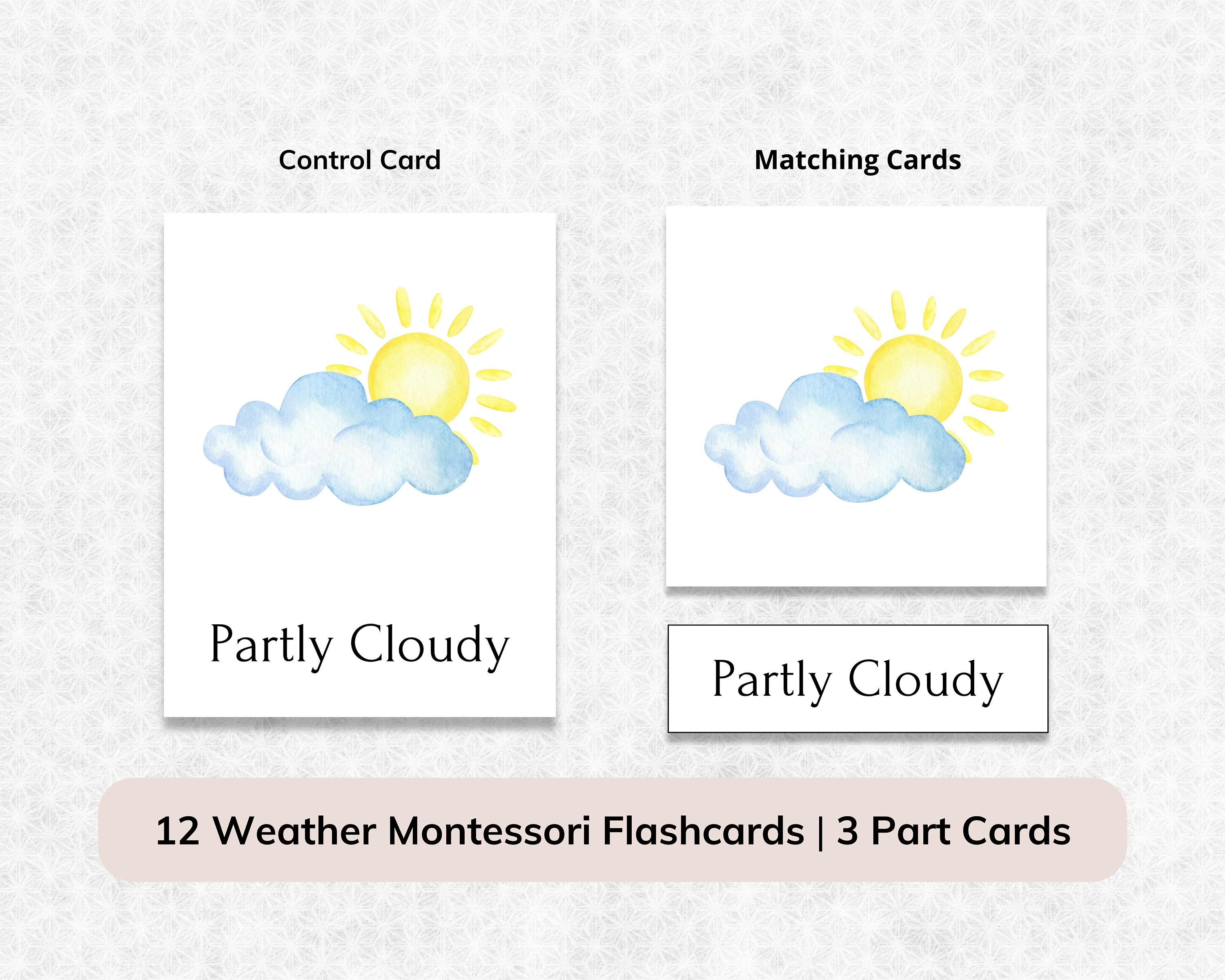 12 Weather Flashcards for Kids, Printable Weather Montessori Flashcards ...