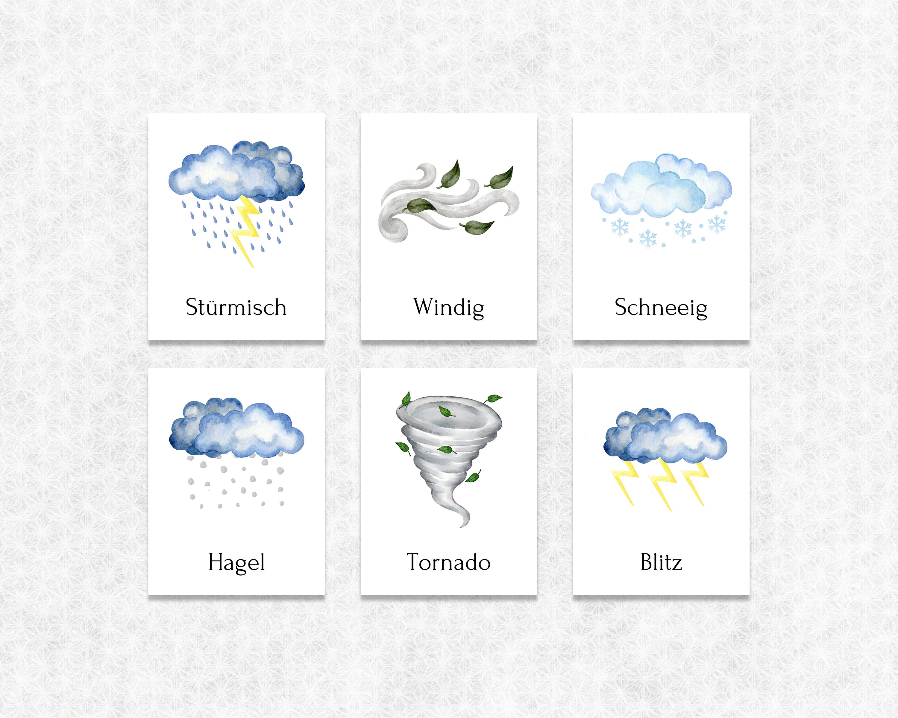 German Weather Printable Flashcards for Kids Weather Montessori ...