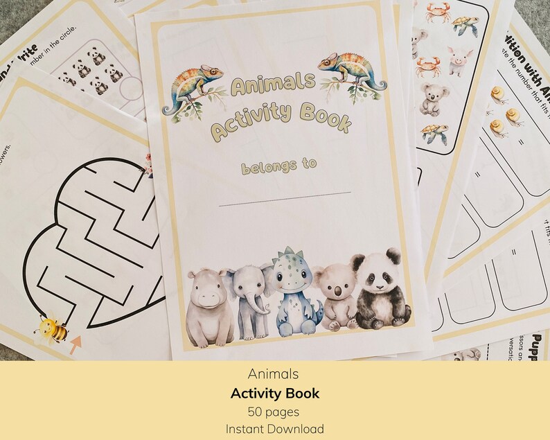 Animals Toddler Busy Book Toddler Learning Binder Montessori Toddler ...