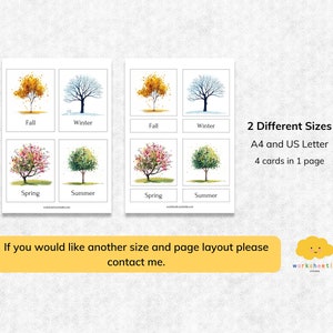 4 Seasons Watercolor Flashcards: Montessori Learning (printable) - Etsy