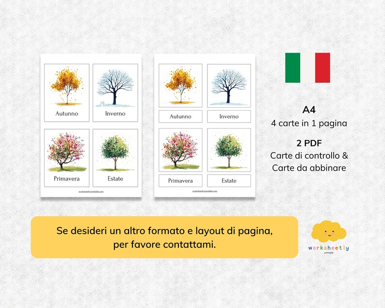 Italian 4 Seasons Flashcards for Kids | Printable Montessori ...