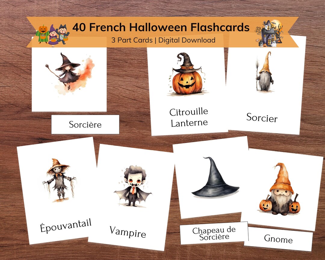 French Halloween Flashcards: Montessori 3-part Cards (digital Download ...