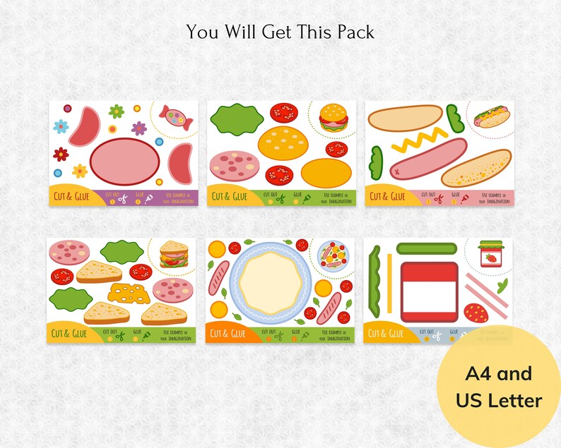 Food Cut and Glue Paper Craft Activities for Kids, Scissor Skills ...