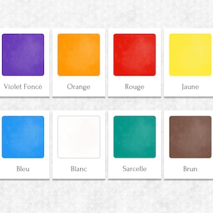 French Color Flashcards for Kids, Printable 3 Part Nomenclature Toddler ...