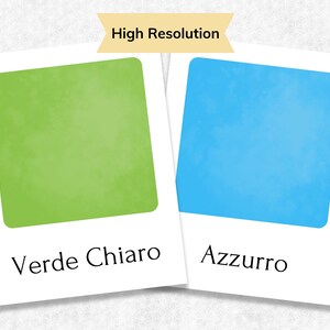 Italian Color Flashcards for Kids, Printable 3 Part Nomenclature ...