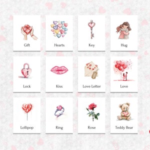 24 Valentine's Day Printable Flashcards for Kids | Toddler Flashcards ...