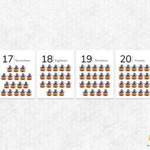 Jack-o'-lantern Halloween Theme Counting Flashcards for Kids, Number 1 ...