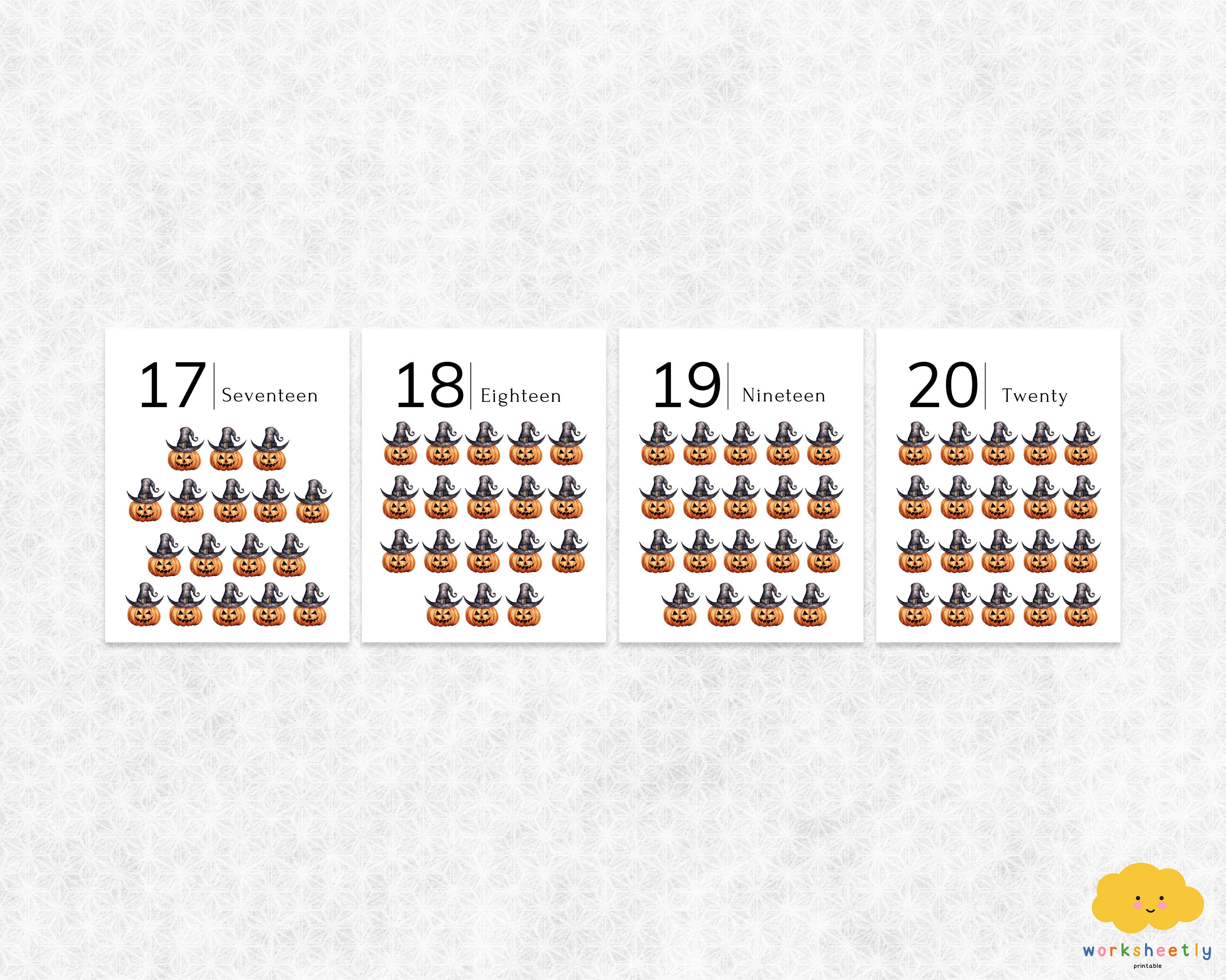 Jack-o'lantern Halloween Theme Counting Flashcards for Kids, Number 1 ...