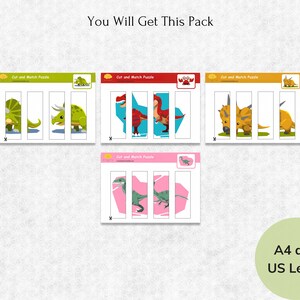 Prehistoric Dinosaurs Cut and Match Puzzle Activity for Preschool ...