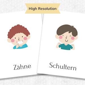 16 German Body Parts Flashcards for Kids | Educational 3 Part ...