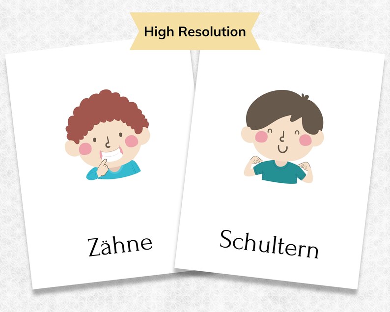 German Body Parts Flashcards: Montessori Learning (digital Download) - Etsy