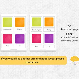 German Color Flashcards for Kids, Printable 3 Part Nomenclature Toddler ...