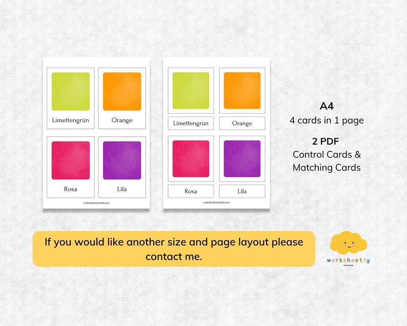 German Color Flashcards for Kids: Montessori Learning (digital Download ...