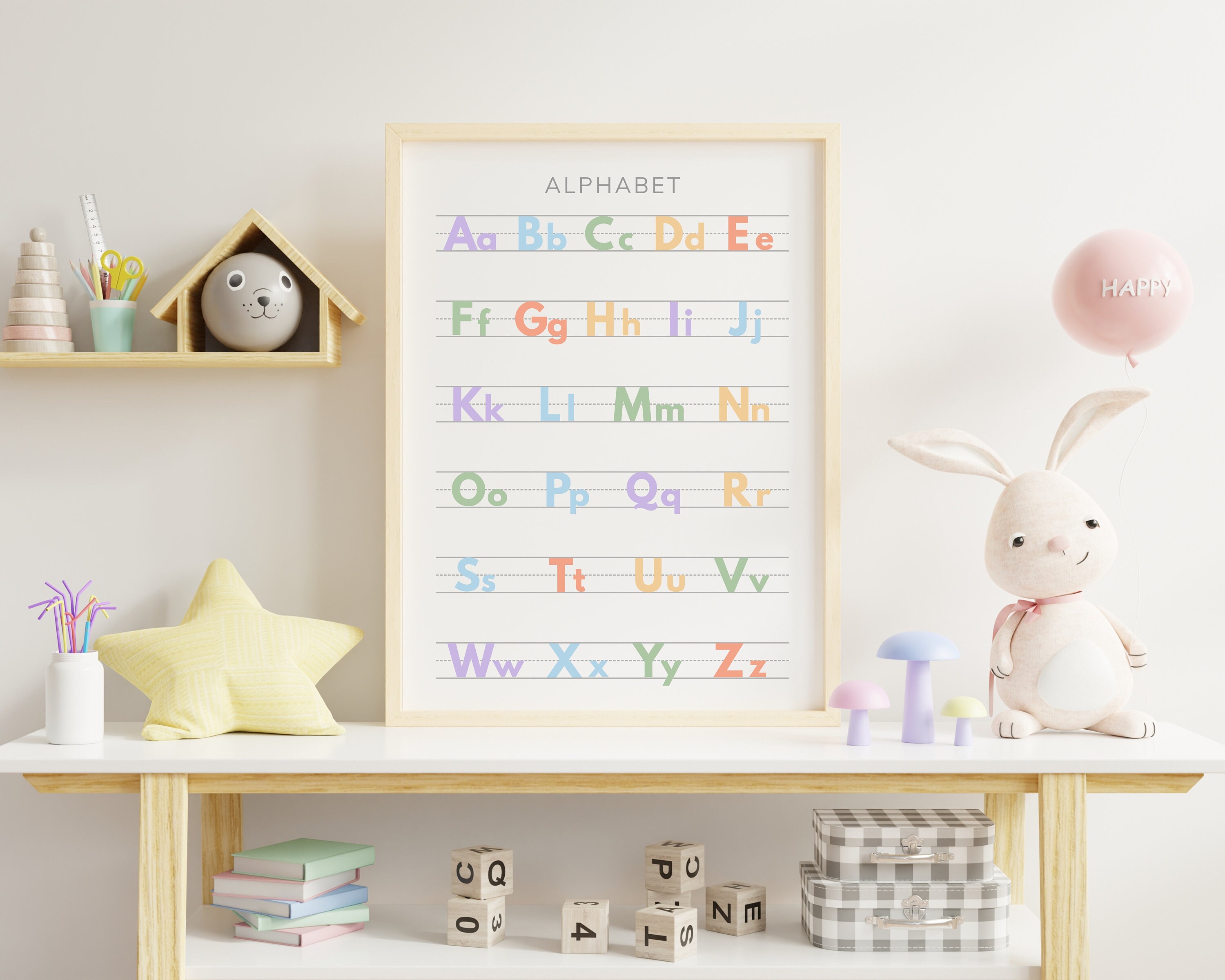 Rainbow Alphabet Poster Handwriting Chart Print Upper and Lowercase ...