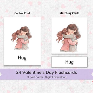 24 Valentine's Day Printable Flashcards for Kids | Toddler Flashcards ...