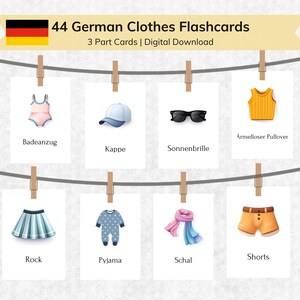 German Clothes Flashcards: Montessori Learning Cards (digital Download ...