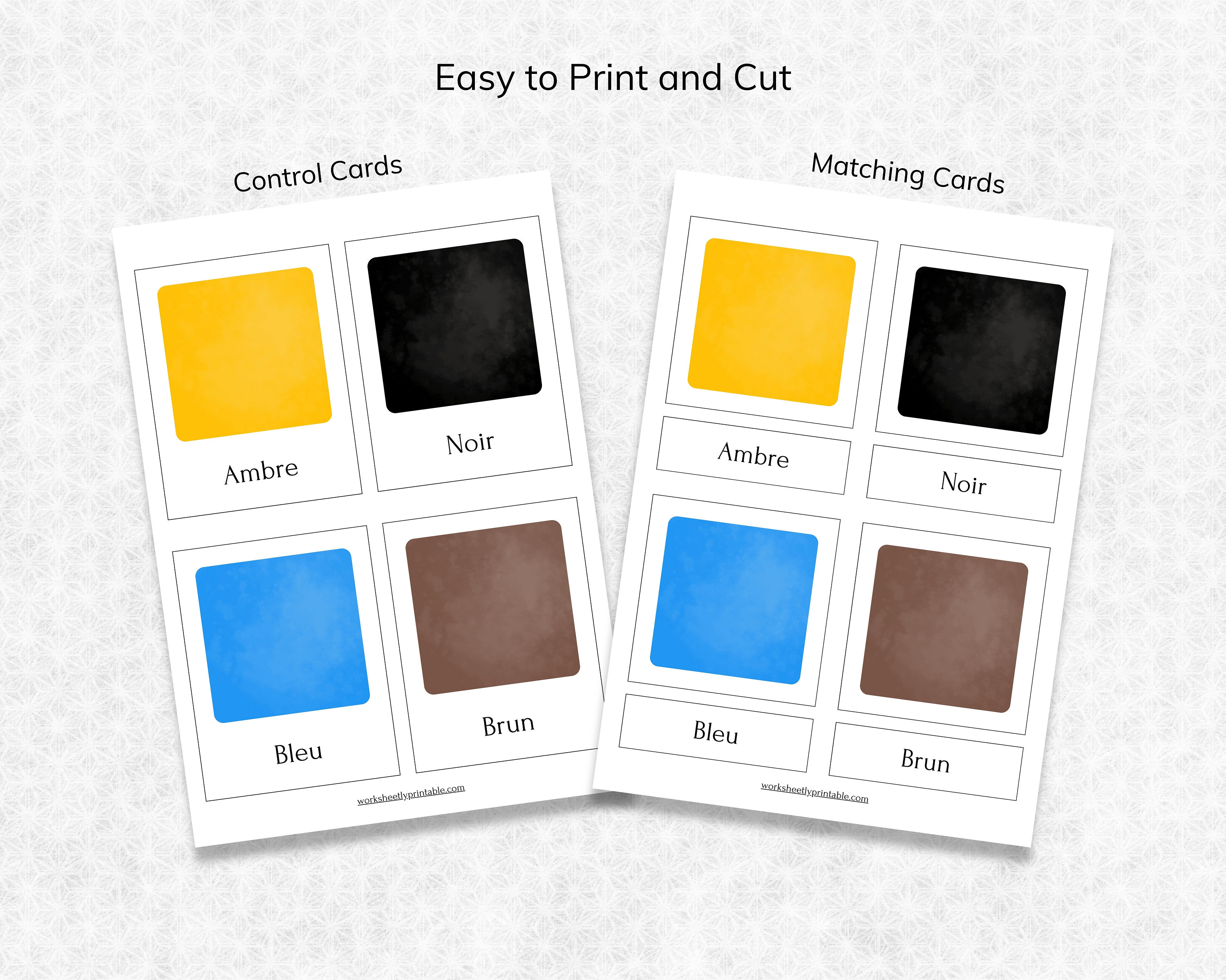 French Color Flashcards for Kids, Printable 3 Part Nomenclature Toddler ...