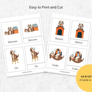 Dog Preposition Flashcards: Montessori Learning (digital Download) - Etsy