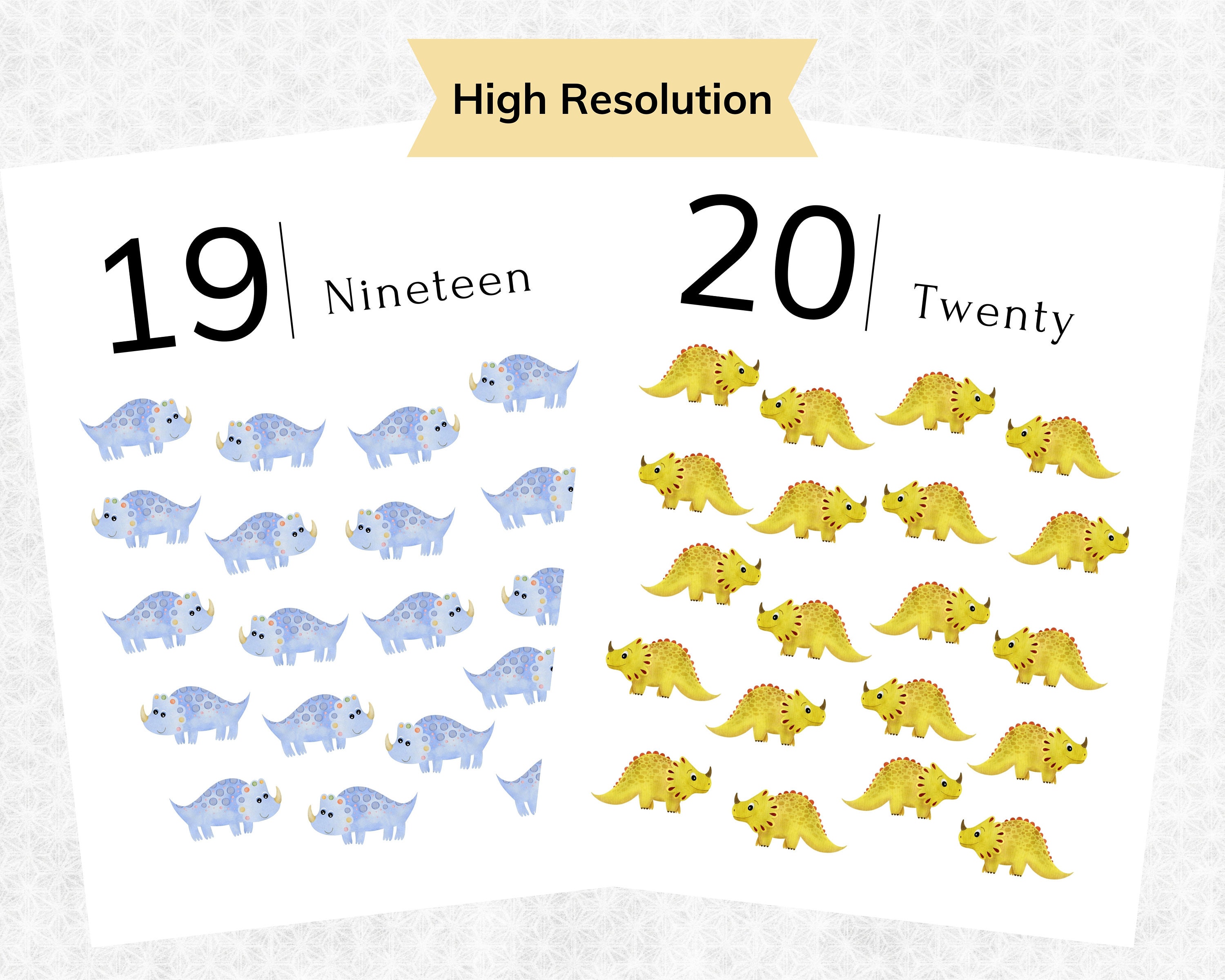 Dinosaur Theme Number 1-20 Cards, Counting Practice Toddler Flash Cards ...