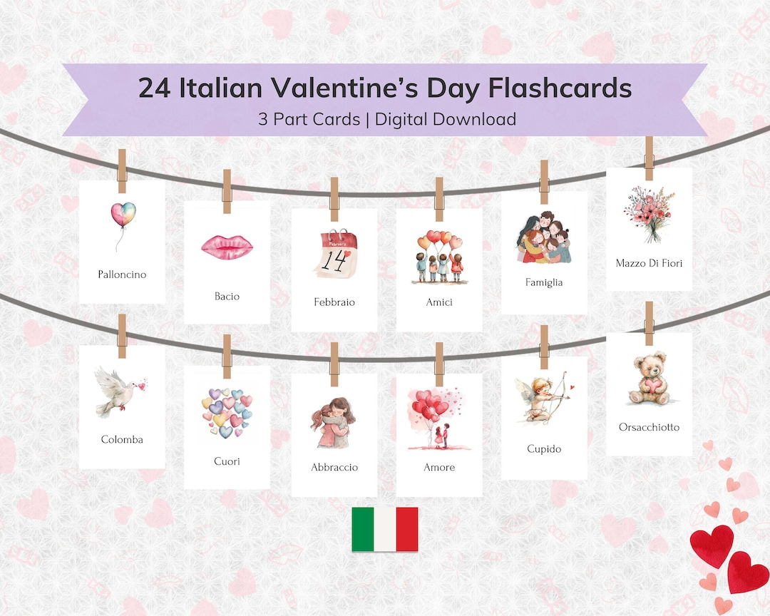 24 Italian Valentine's Day Flashcards for Kids Printable | Toddler ...