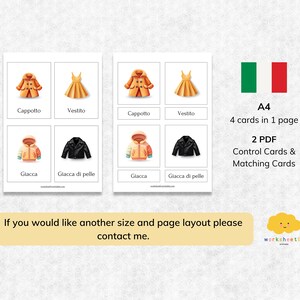 Italian Clothes Flashcards for Kids | 3 Part Nomenclature Educational ...