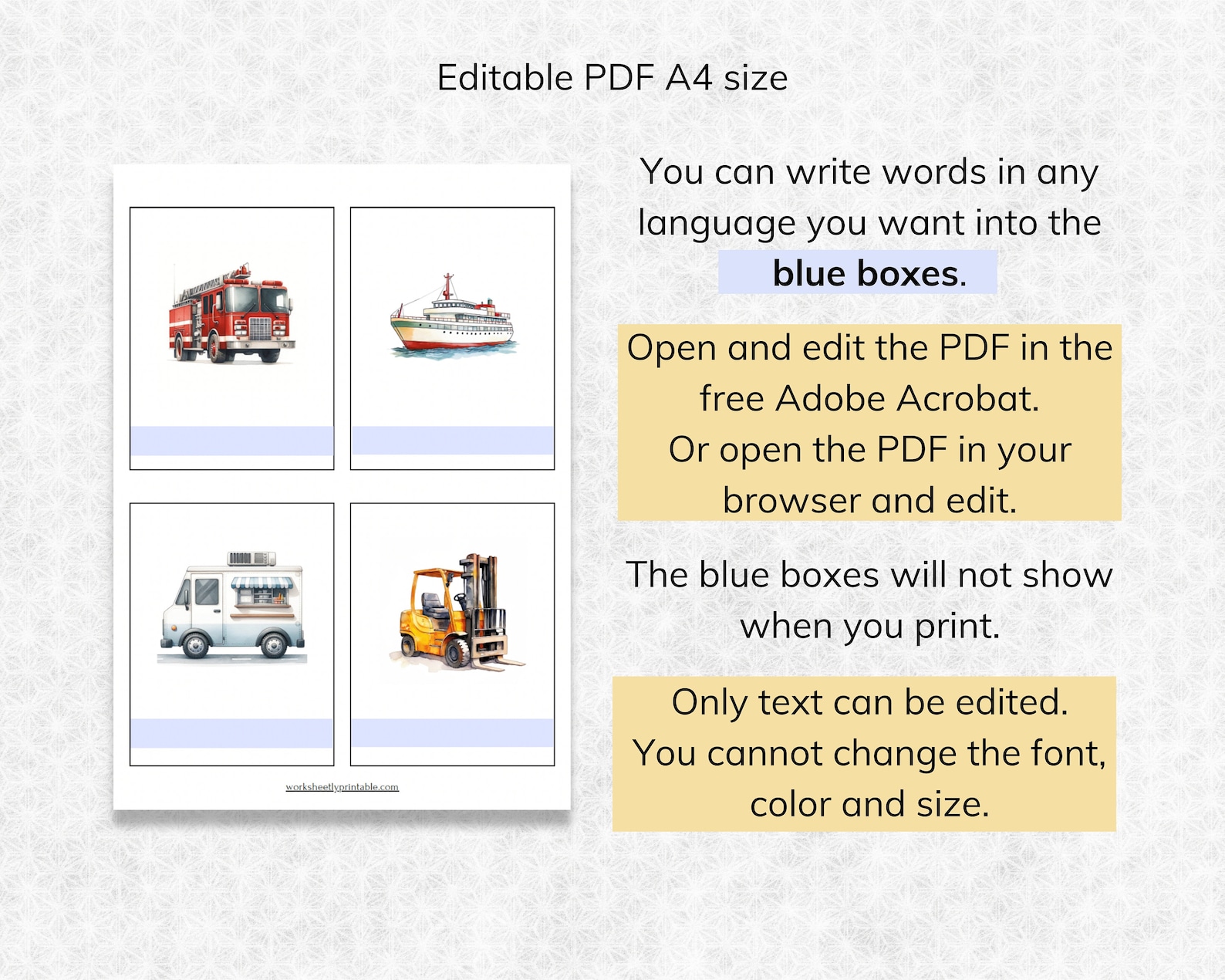 Editable Vehicle and Transport Flashcards for Kids | Educational ...