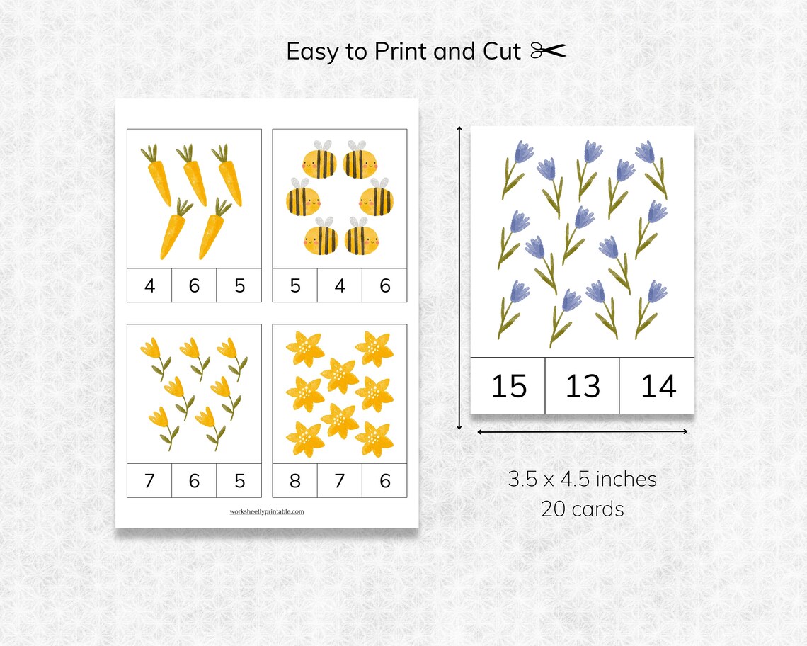 Easter Count and Clip Cards Numbers 1-20 Count Flashcards for Kids ...