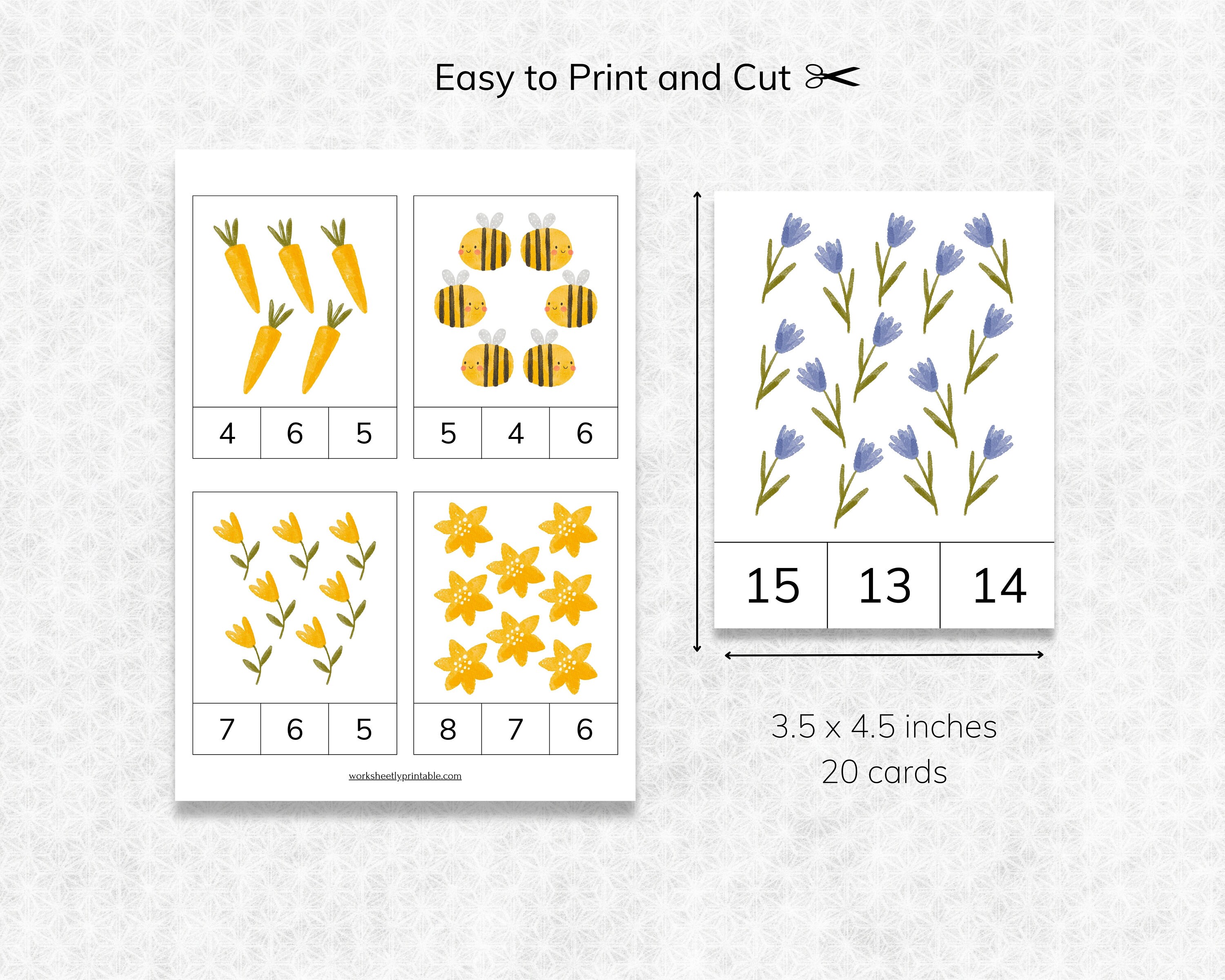 Easter Count and Clip Cards Numbers 1-20 Count Flashcards for Kids ...