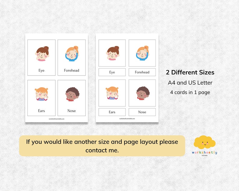 16 Body Parts Flashcards for Kids Learning Body Parts 3 Part ...