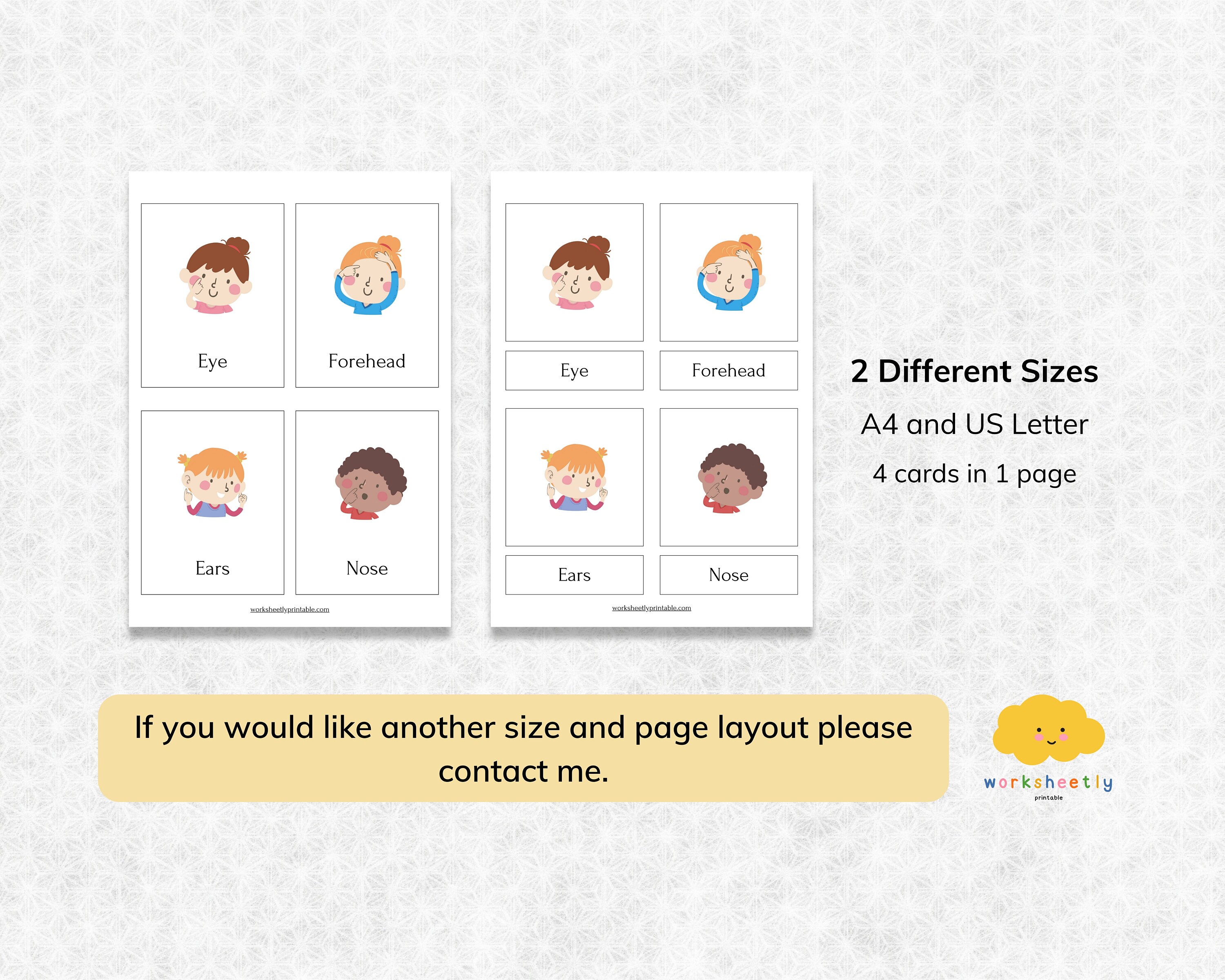 16 Body Parts Flashcards for Kids Learning Body Parts 3 Part ...