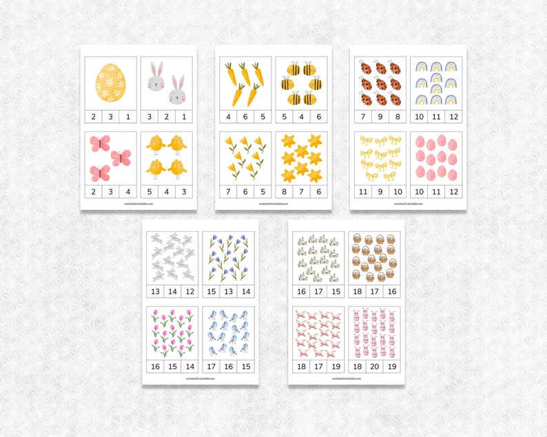 Easter Count and Clip Cards Numbers 1-20 Count Flashcards for Kids ...