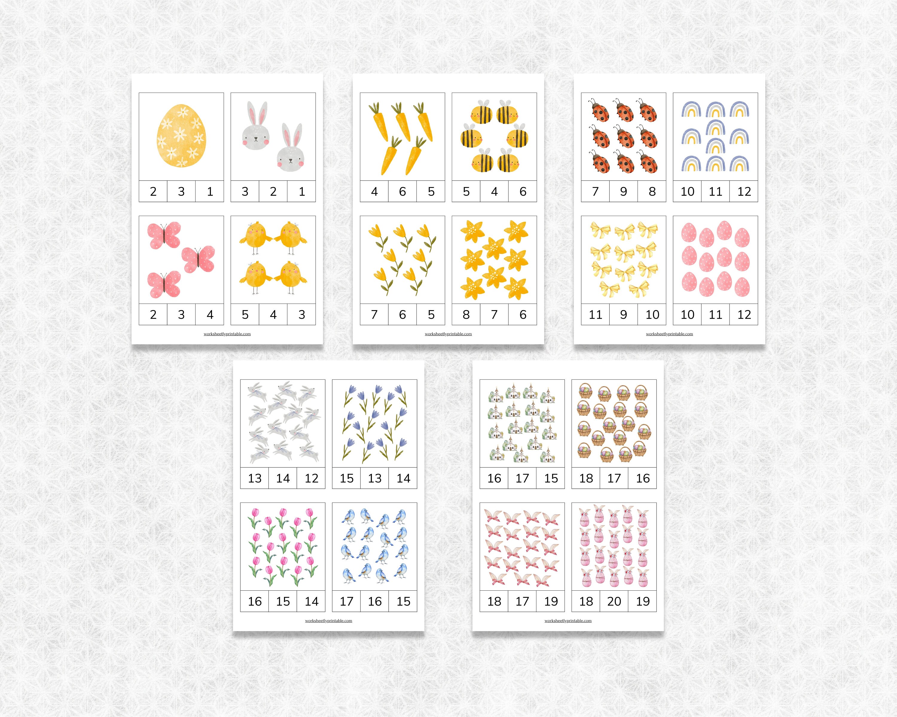 Easter Count and Clip Cards Numbers 1-20 Count Flashcards for Kids ...