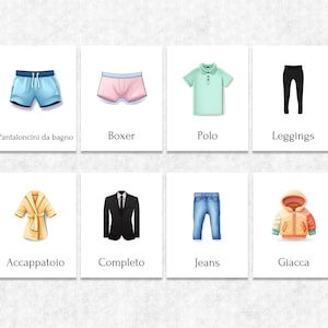 Italian Clothes Flashcards for Kids | 3 Part Nomenclature Educational ...