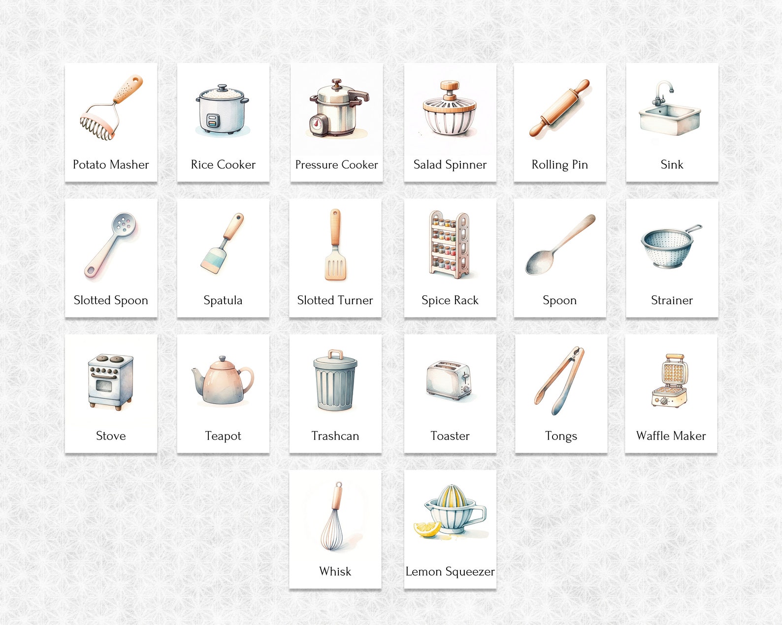 Editable Kitchen Appliances Utensils Flashcards for Kids 3 Part ...