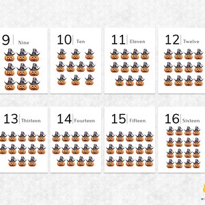 Jack-o'-lantern Halloween Theme Counting Flashcards for Kids, Number 1 ...