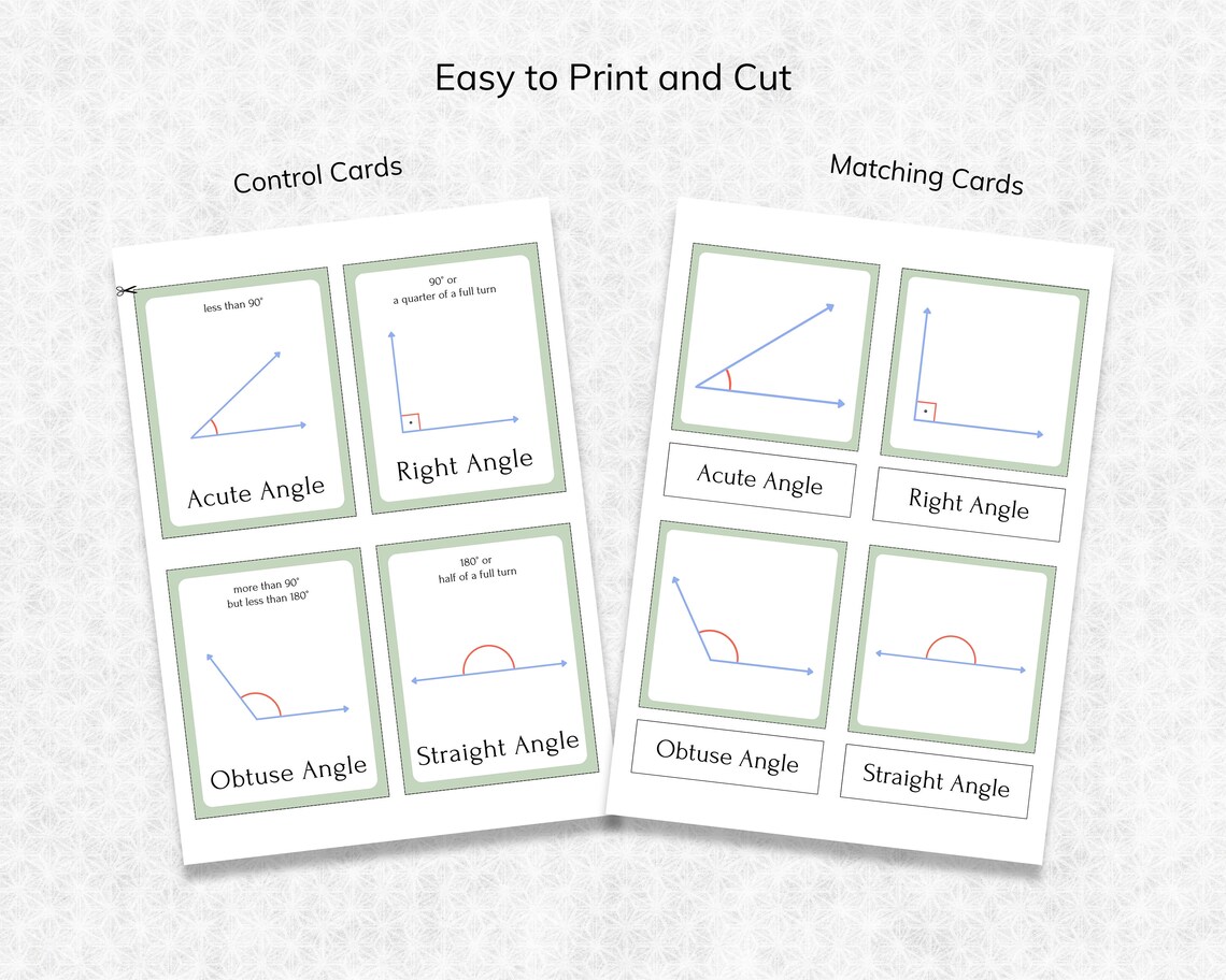 Types of Angles Measuring Math Montessori Flashcards | Montessori ...