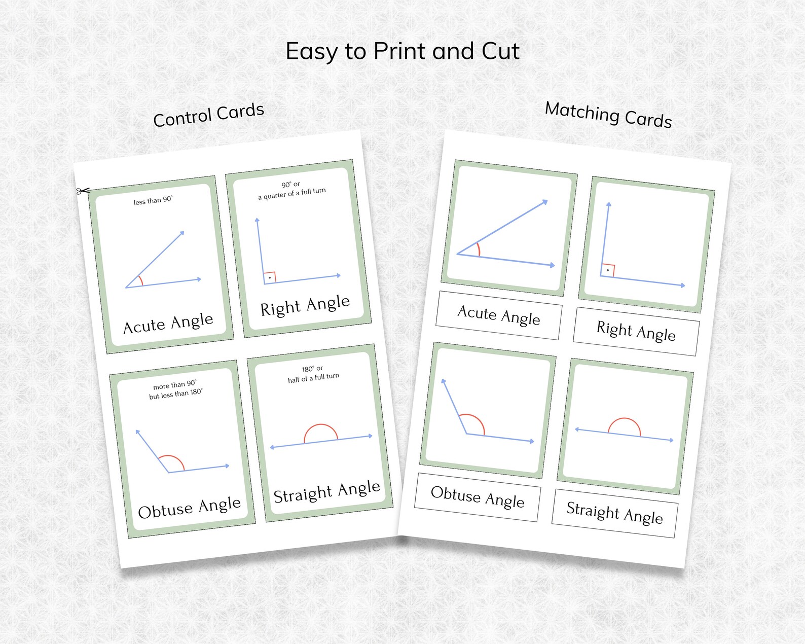 Types of Angles Measuring Math Montessori Flashcards | Montessori ...