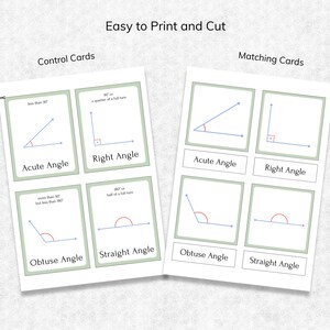 Montessori Math Flashcards: 8 Types of Angles (digital Download) - Etsy