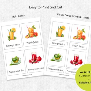Editable Drink Name Learning Flashcards for Kids, Printable 3 Part ...