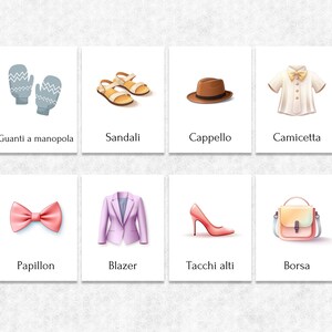 Italian Clothes Flashcards for Kids | 3 Part Nomenclature Educational ...