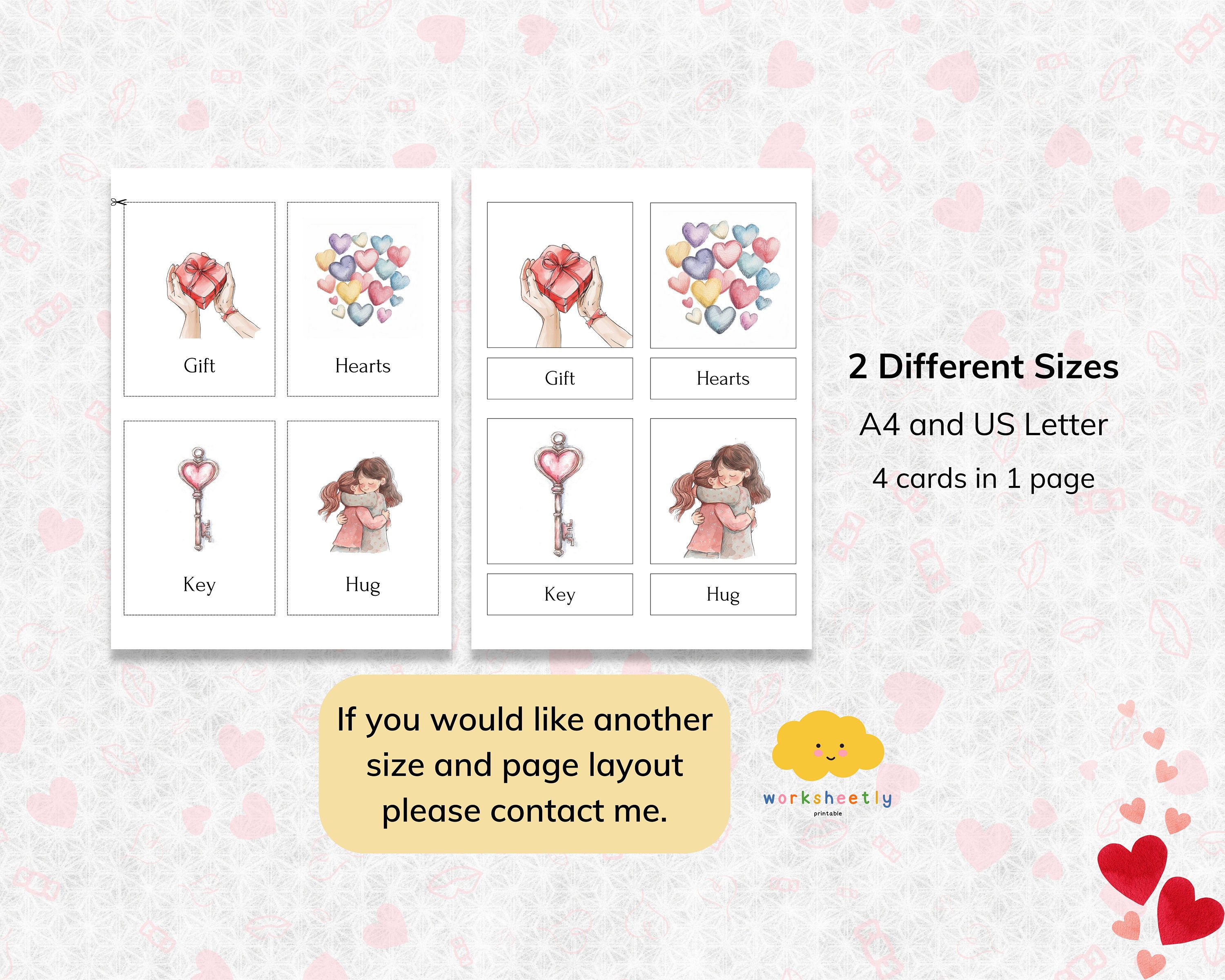 24 Valentine's Day Printable Flashcards for Kids Toddler Flashcards ...