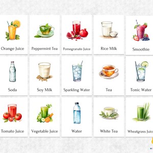 Editable Drink Name Learning Flashcards for Kids, Printable 3 Part ...