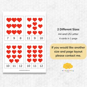 Hearts Count and Clip Cards | Numbers 1-20 Count Flashcards | Preschool ...