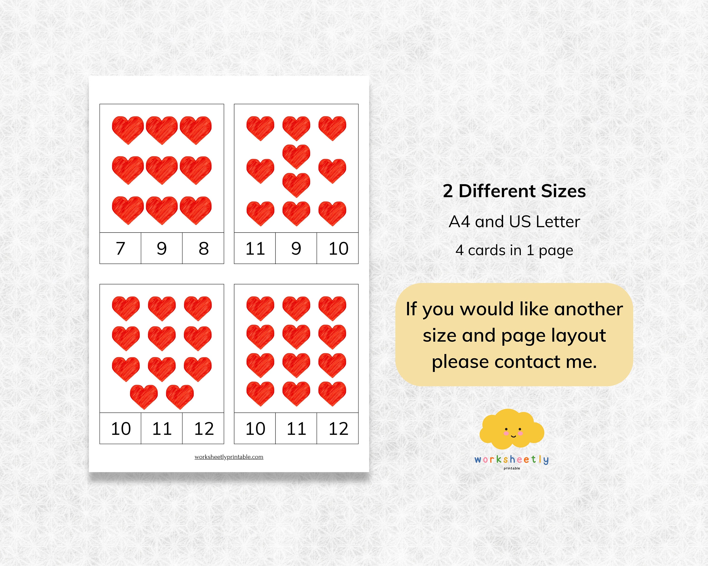 Hearts Count and Clip Cards Numbers 1-20 Count Flashcards Preschool ...