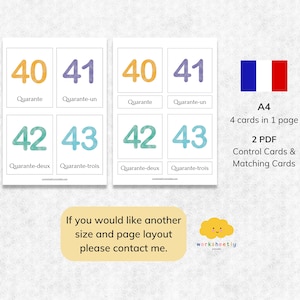 French Numbers 0-100 Flashcards for Kids, Printable 3 Part Nomenclature ...