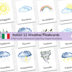 Italian Weather Printable Flashcards for Kids Weather Montessori ...
