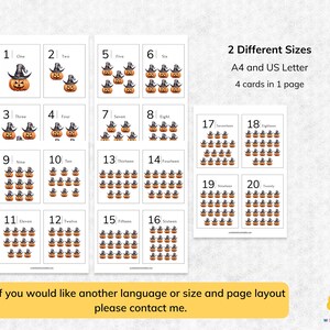 Jack-o'-lantern Halloween Theme Counting Flashcards for Kids, Number 1 ...