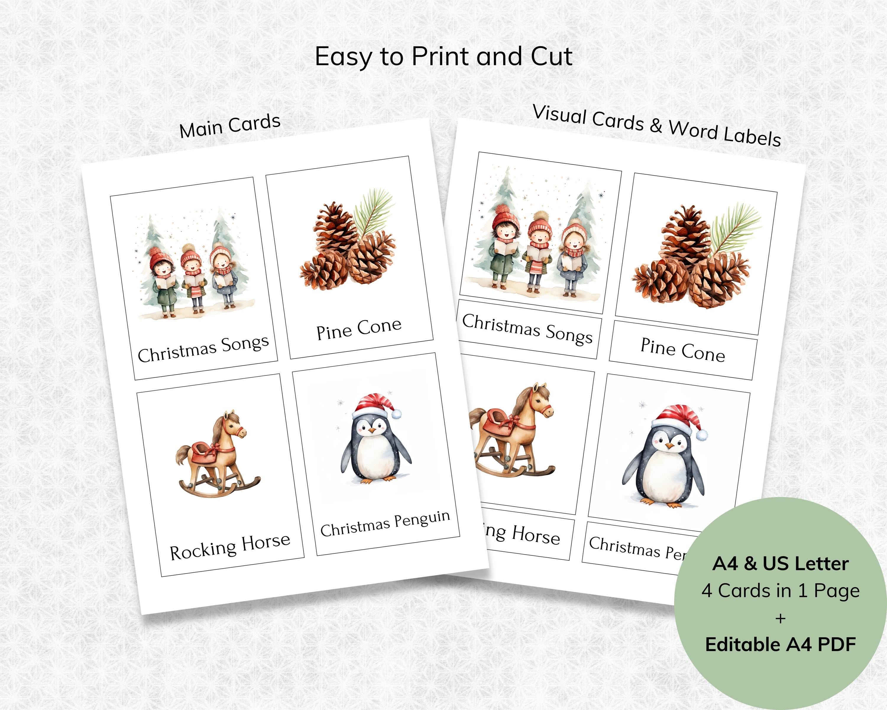 Montessori Christmas Flashcards: 36 Printable Vocabulary Cards (digital ...