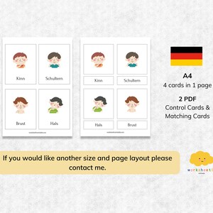 German Body Parts Flashcards: Montessori Learning (digital Download) - Etsy